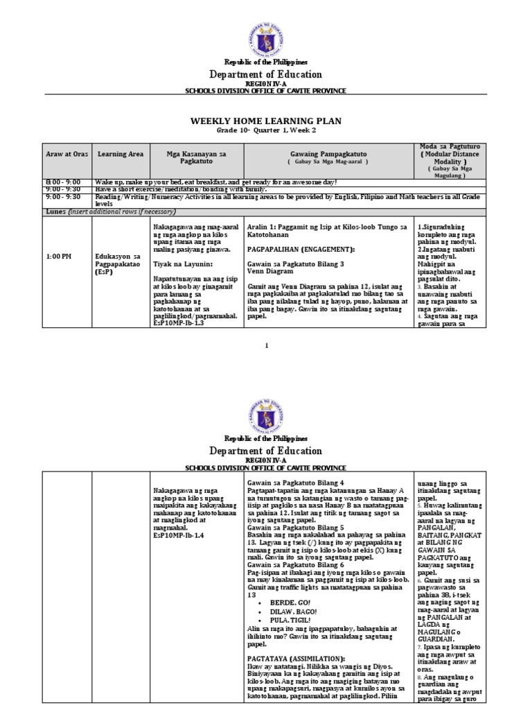 EsP Grade 10 Q1 W2 | PDF