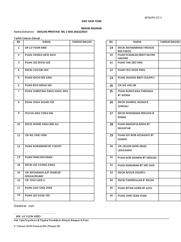 Rekod Edaran Dp1 2022 Pdf