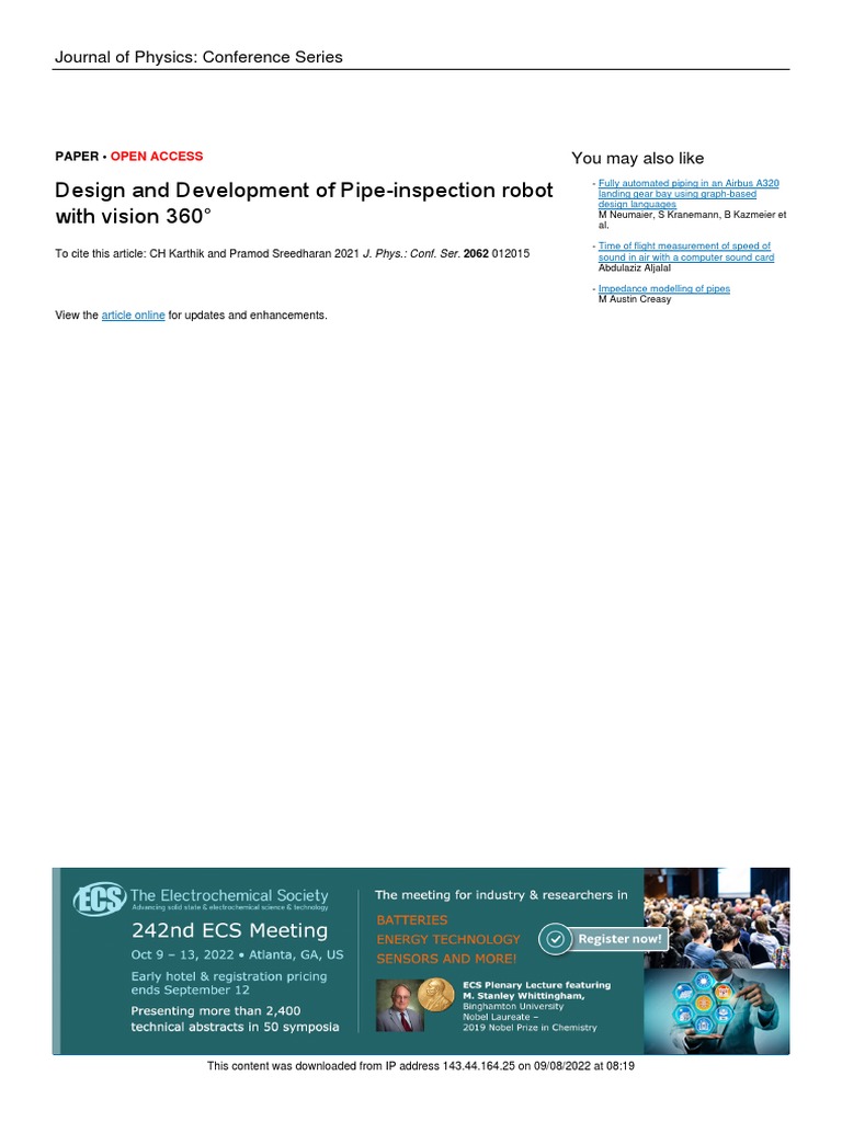 Design and Development of Pipe-Inspection Robot | PDF | Robot | Robotics
