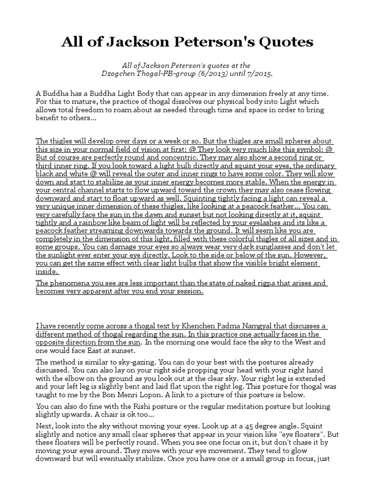 ALL QUOTES From JACKSON PETERSON 2013-7.2015 | PDF | Dzogchen | Experience