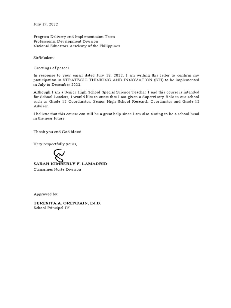 Letter For Supervisory Role KIM NEAP Signed | PDF