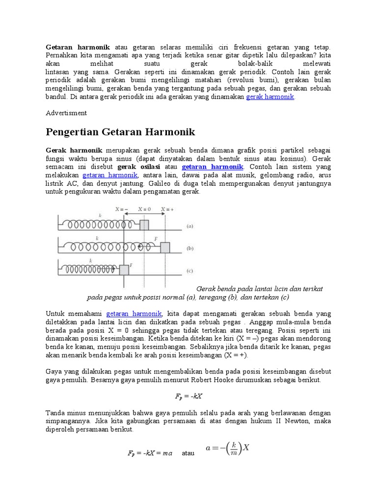 Ciri dan Contoh Getaran Harmonik | PDF | Metode & Bahan Ajar | Seni