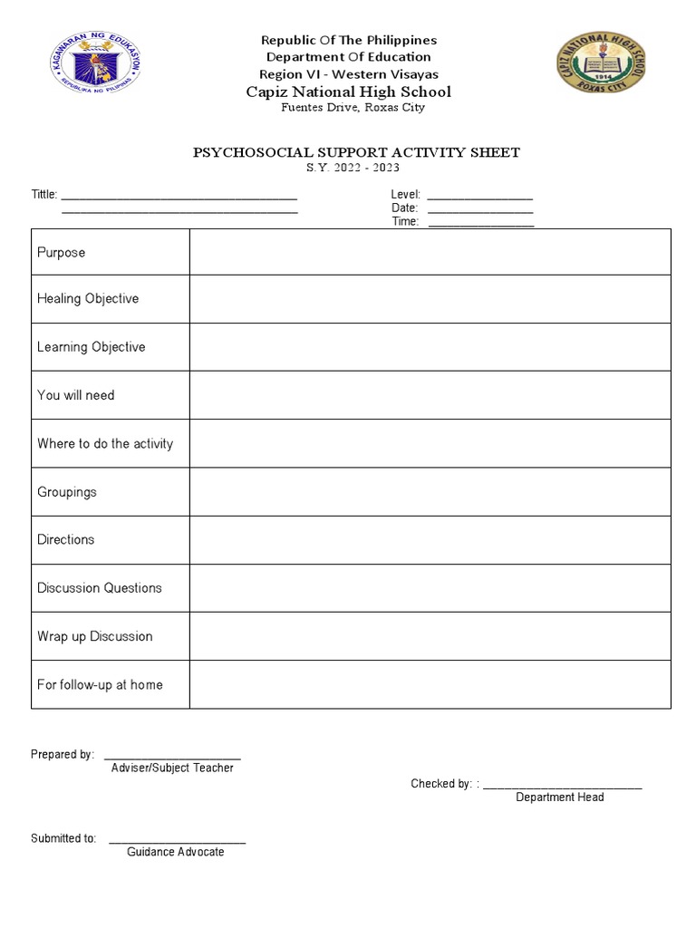 PSS Activity Sheet | PDF