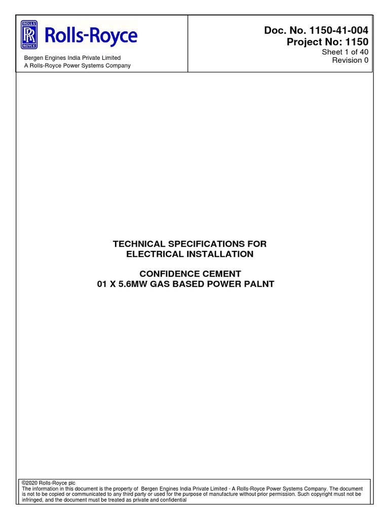 1150-41-004 - R0 - 040920 - Technical Specification Electrical ...