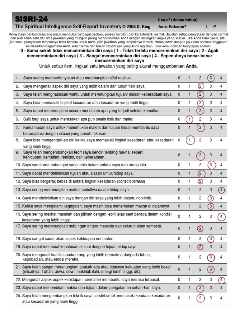 SISRI-24: The Spiritual Intelligence Self-Report Inventory | PDF