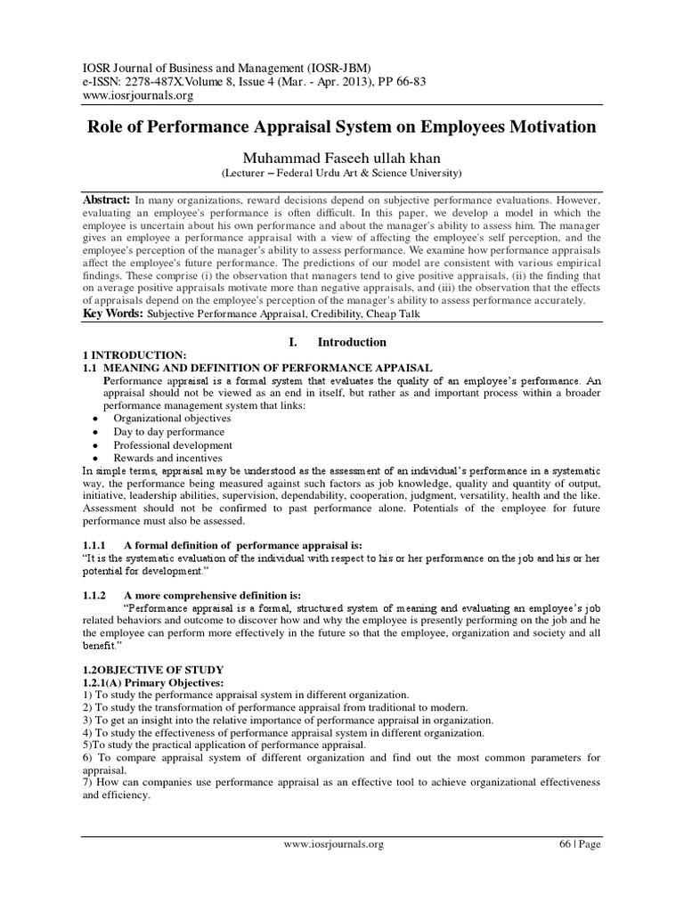 Role of Performance Appraisal System On | PDF | Performance Appraisal ...