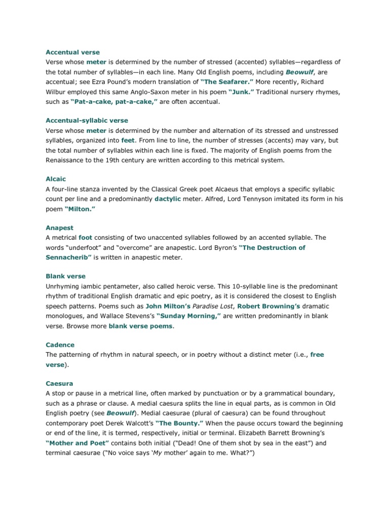 Rhythm and Meter | PDF | Metre (Poetry) | Poetry