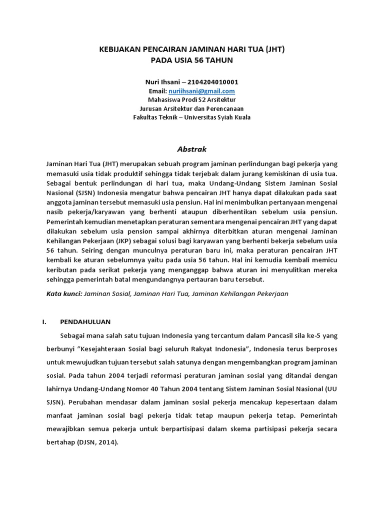 Jaminan Hari Tua | PDF