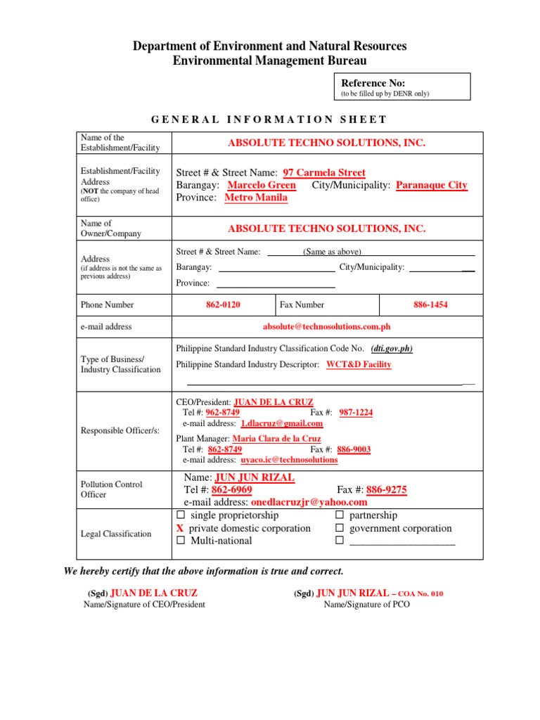 Sample Filled Out SMR | Download Free PDF | Water Treatment | Waste Management