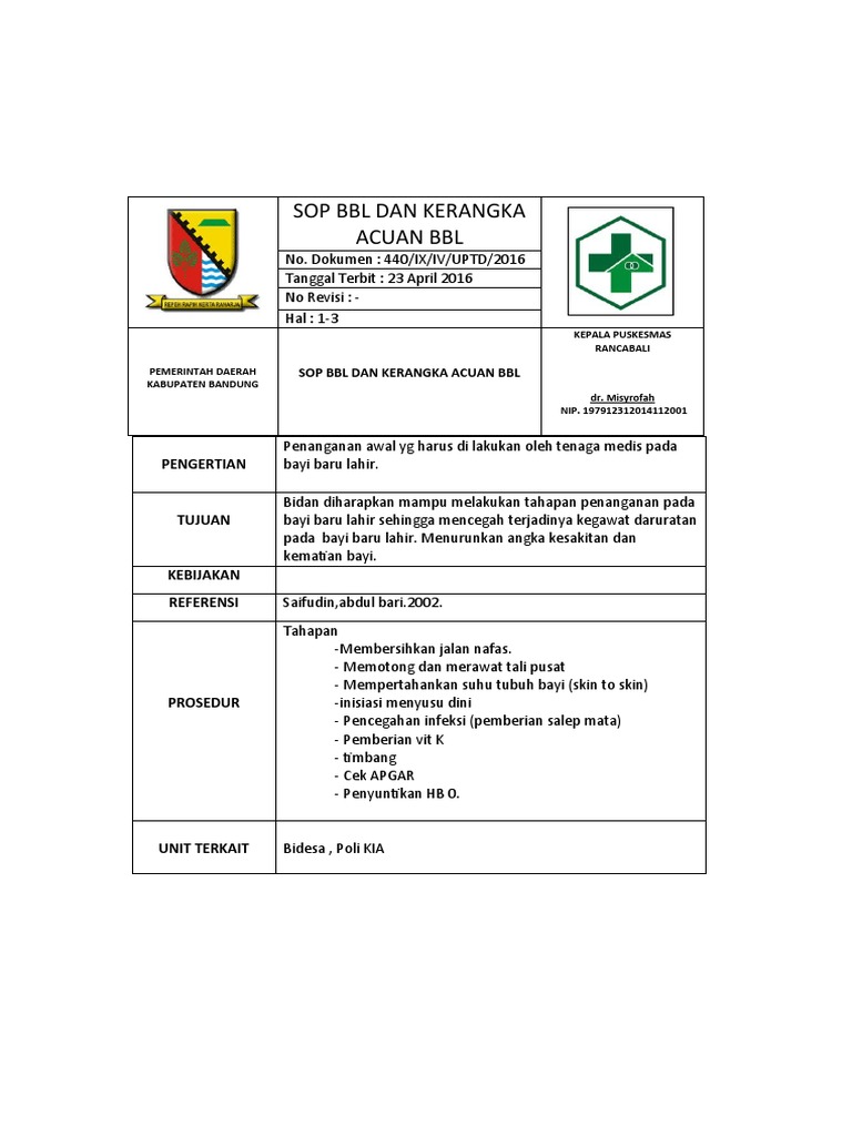 SOP BBL Dan Kerangka Acuan BBL | PDF