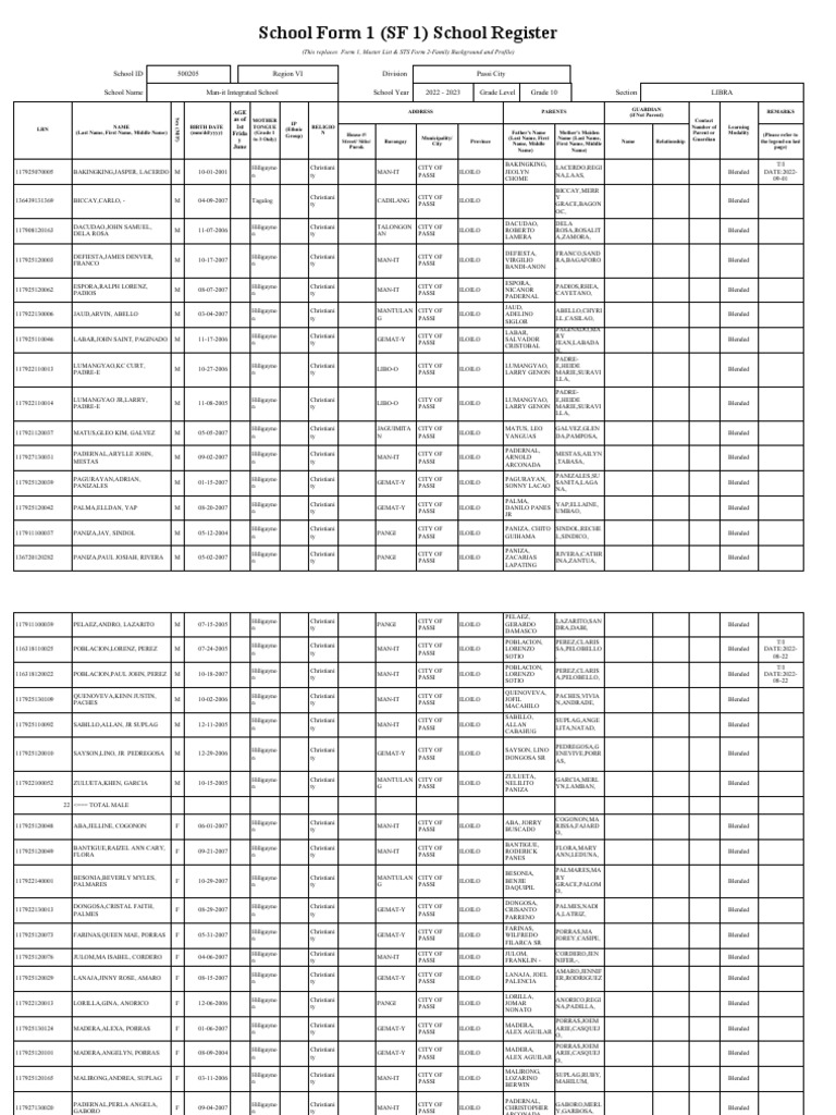 SF1 - 2022 - Grade 10 (Year IV) - LIBRA | PDF