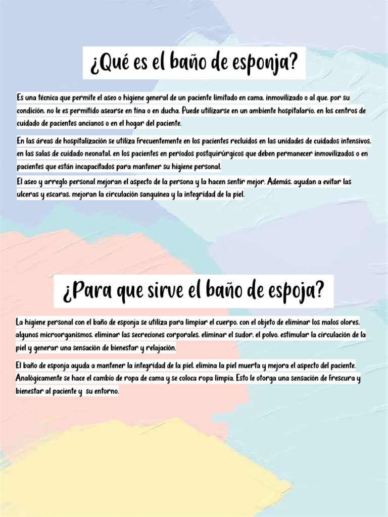 ¿Qué Es El Baño de Esponja? | PDF | Baños | Lavado de manos