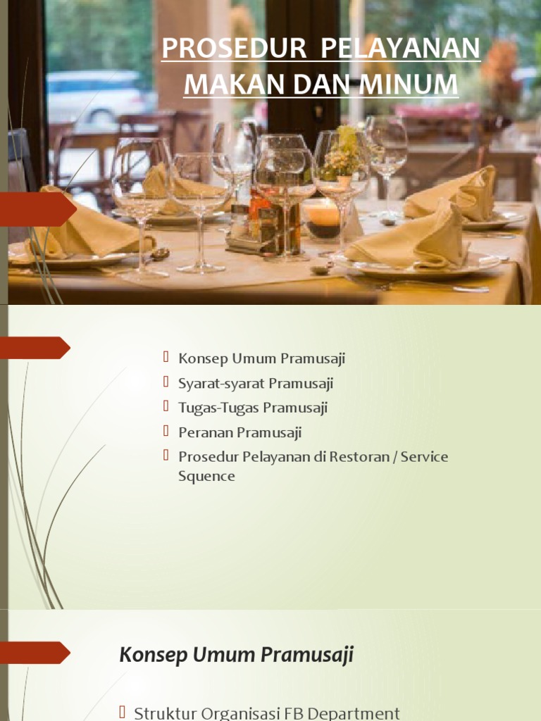 Prosedur Pelayanan Di Restaurant | PDF | Drink | Nutrition