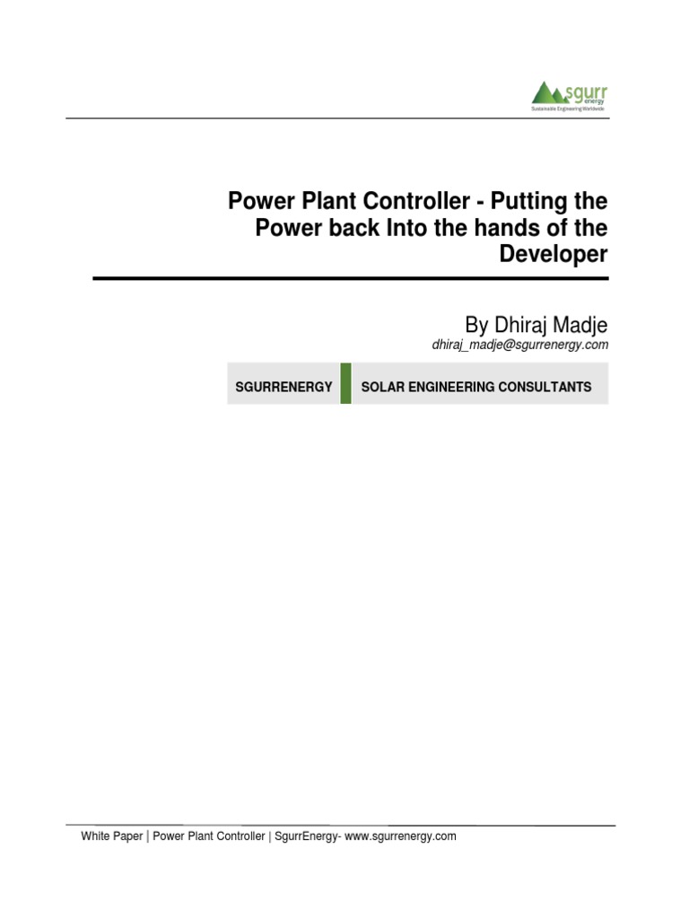Power Plant Controller for Grid Stability | PDF | Electrical Grid ...
