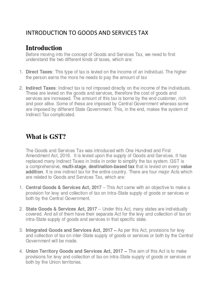 Introduction To Goods and Services Tax | PDF | Taxes | Value Added Tax