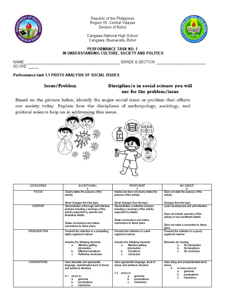 UCSP Quarter 1 Performance Tasks Guide | PDF | Linguistics | Cognition