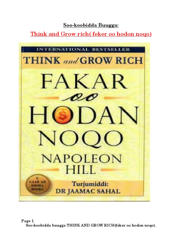 Soo-koobidda Buugga Feker oo Hodon Noqo | PDF