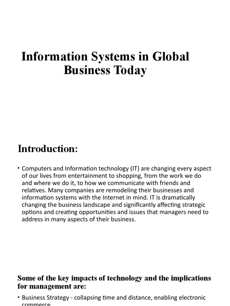 Information Systems In Global Business Today Pdf