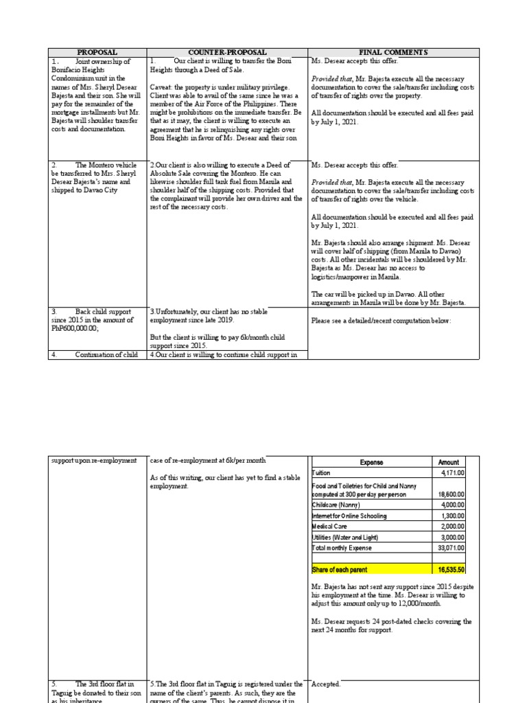 Compromise Agreement Comments | PDF | Child Support | Justice
