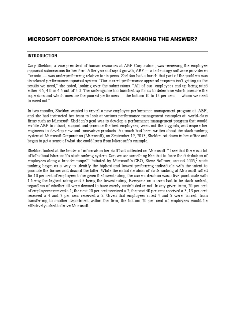 5 To 8 - Case Microsoft Is Stack Ranking The Answer | PDF | Microsoft ...