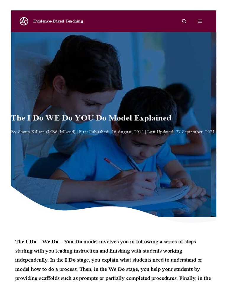 The I Do WE Do YOU Do Model Explained - Evidence-Based Teaching | PDF ...