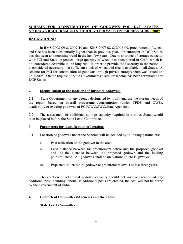 PEG Scheme 2009 | PDF | Warehouse | Business