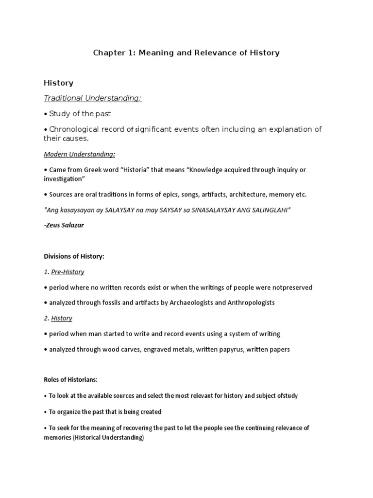 Chapter 1 Meaning and Relevance of History | PDF | Primary Sources ...