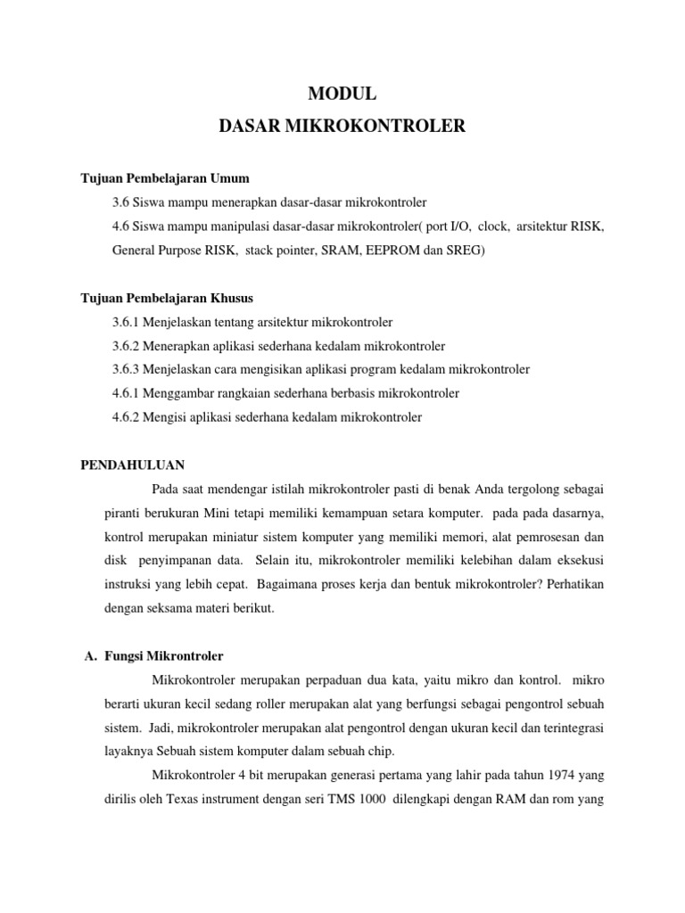 1.2 Bahan Ajar Dasar-Dasar Mikrokontroller | PDF | Metode & Bahan Ajar | Komputer