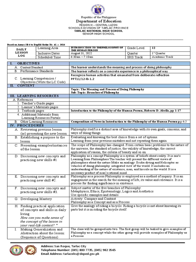 1.2.recognize Human Activities That Emanated | PDF | Concept | Existence