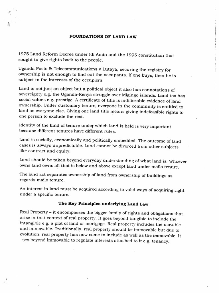 Land Law Notes | PDF | Property | Leasehold Estate