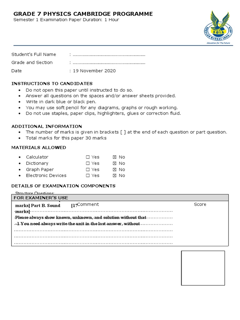 G7 Physics S1 Main Complete | PDF | Speed | Headphones