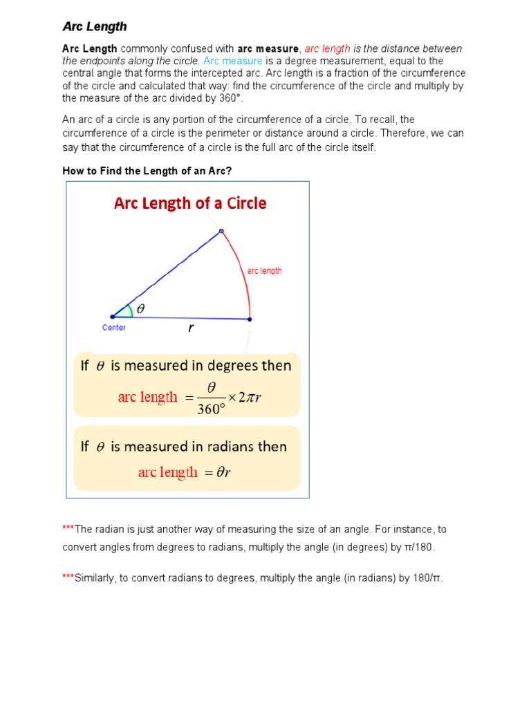 Calculating Arc Length: Examples and Formulas | PDF | Angle | Circle