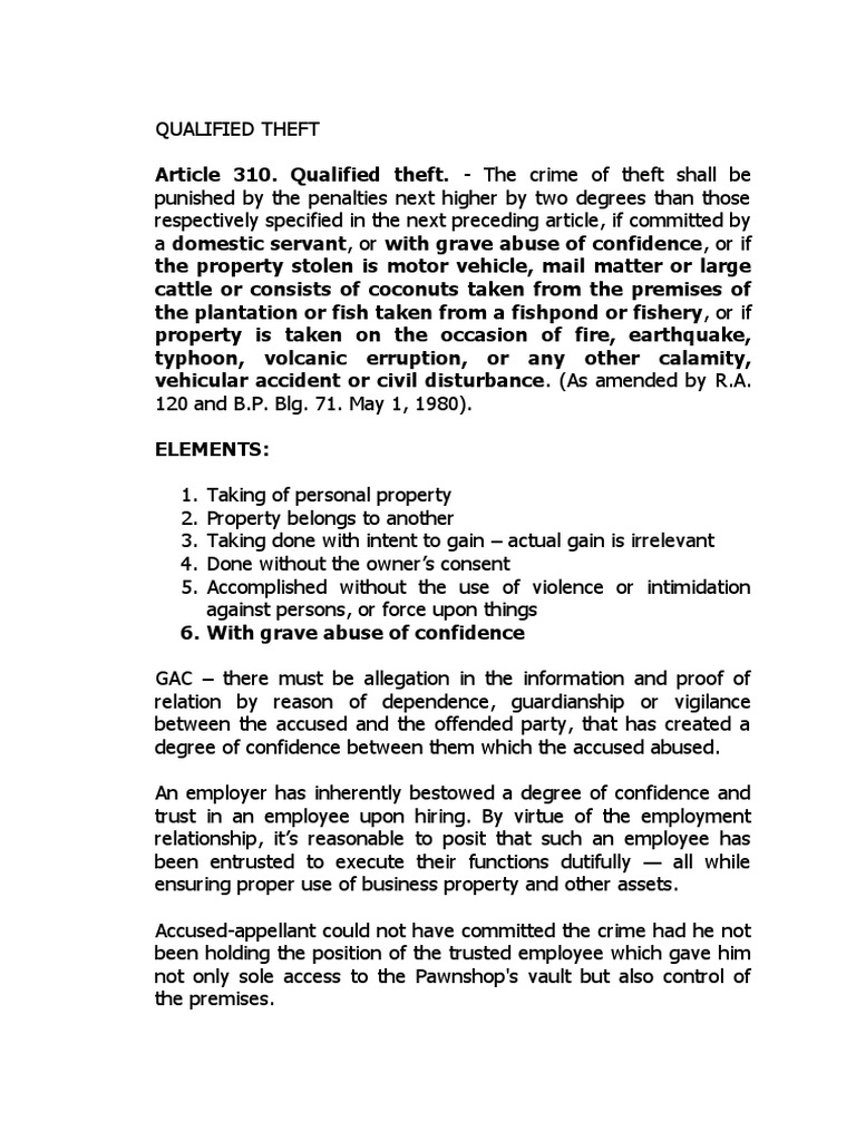 Qualified Theft | PDF | Theft | Deviance (Sociology)