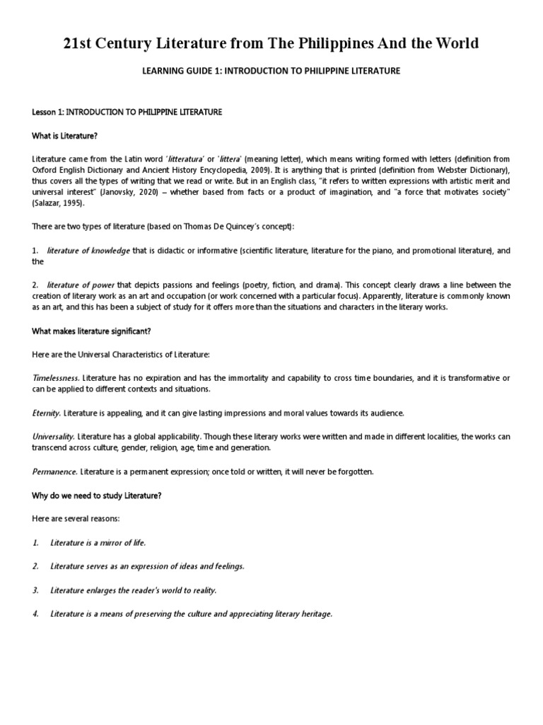 21st Century Literature From The Philippines and The World (MODULE ...