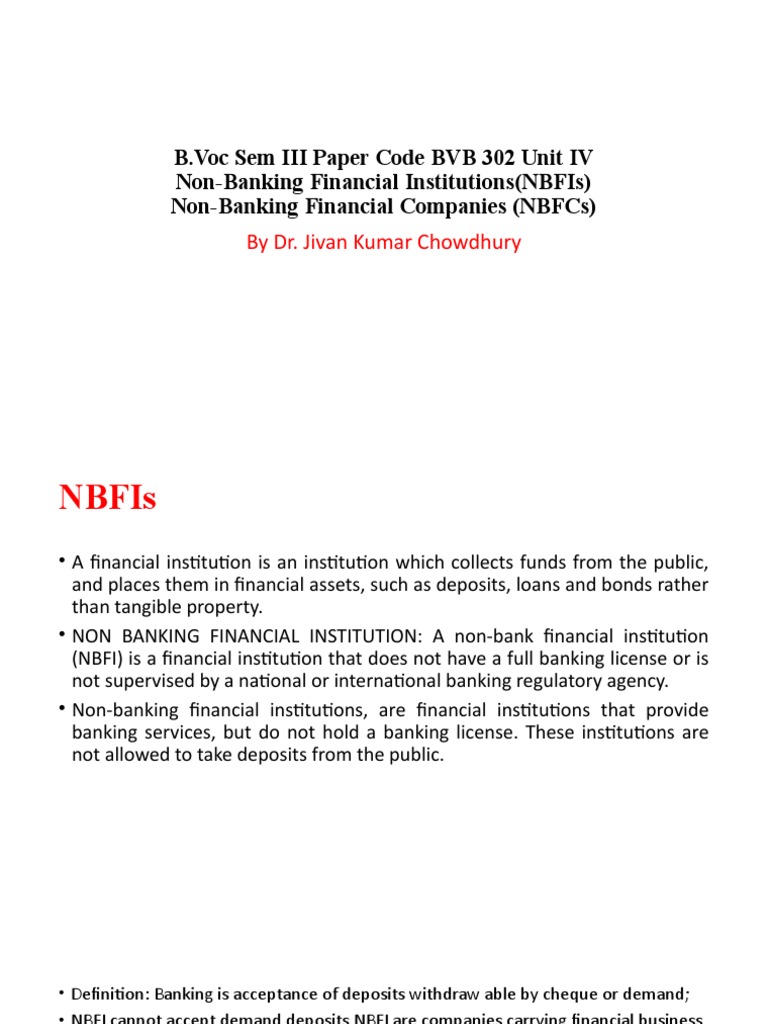 Nbfis and Nbfcs | PDF | Non Bank Financial Institution | Banks