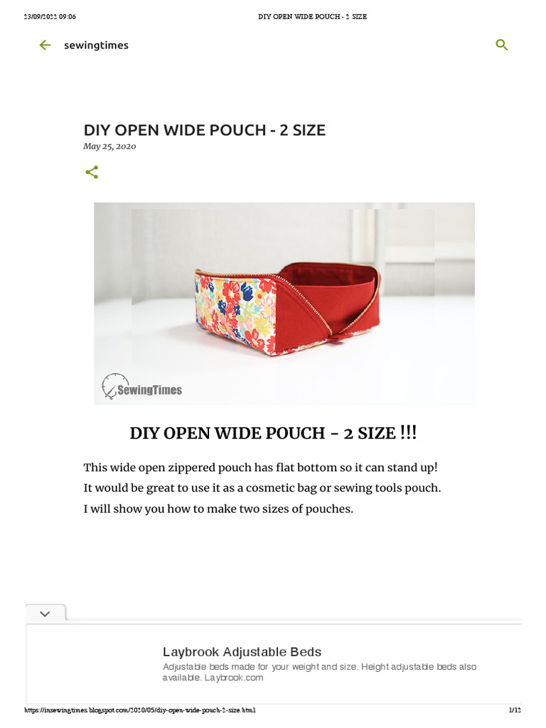 Diy Open Wide Pouch - 2 Size | PDF | Minute And Second Of Arc