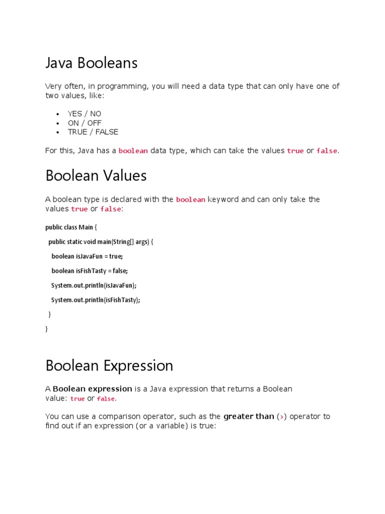 Java Basics Pdf Boolean Data Type Control Flow