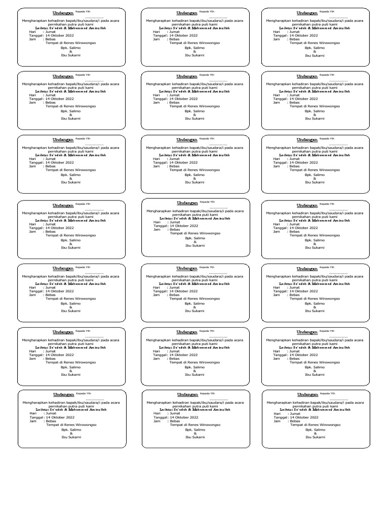 Contoh Undangan Sabun | PDF