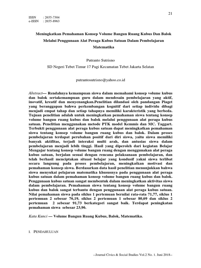 Peningkatan Pemahaman Volume Balok | PDF | Kesehatan Holistik | Sains ...