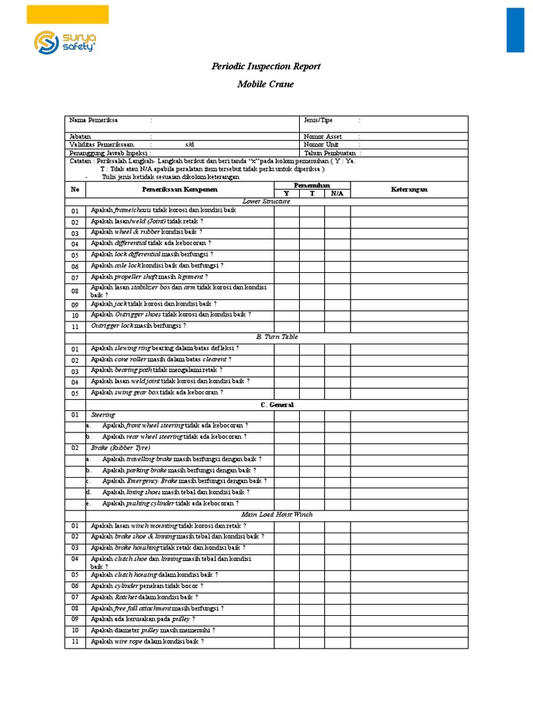 Periodic Inspection Report Mobile Crane | PDF