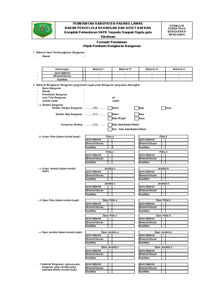 Pendataan Material Bongkaran Bangunan | PDF