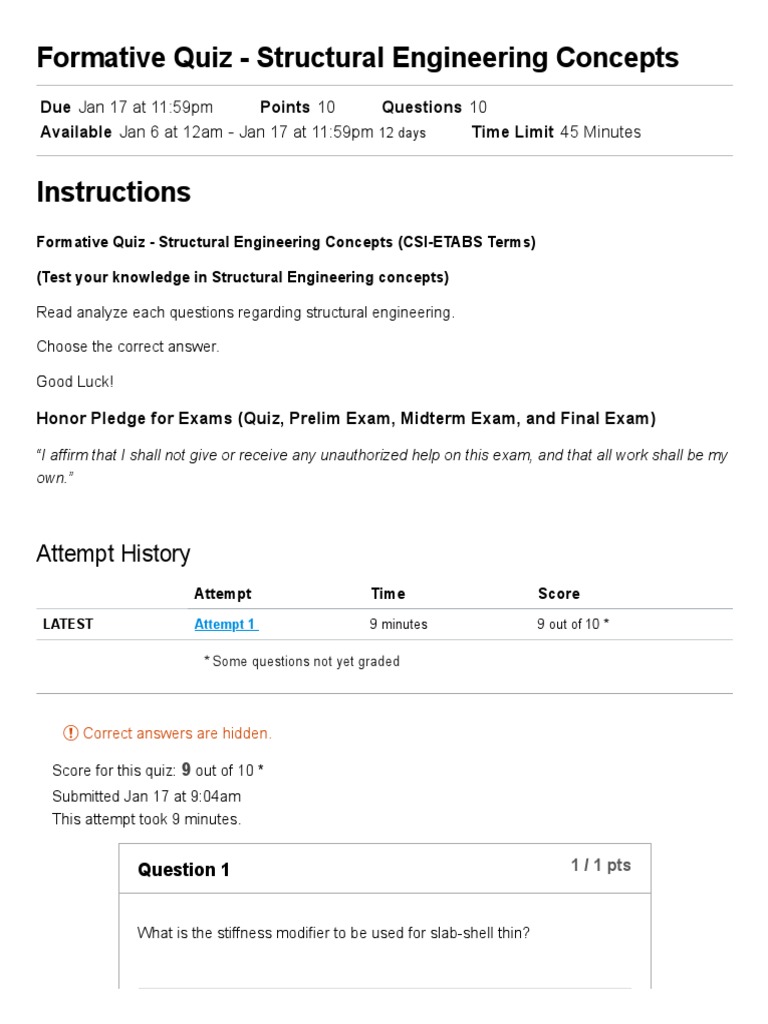 Formative Quiz | Download Free PDF | Deformation (Engineering) | Test ...