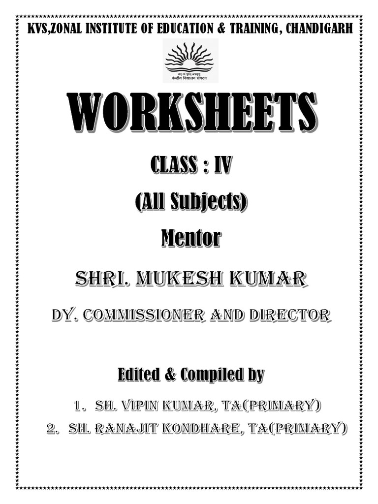 Class Iv Worksheet 2022 - 23 | PDF | English Language