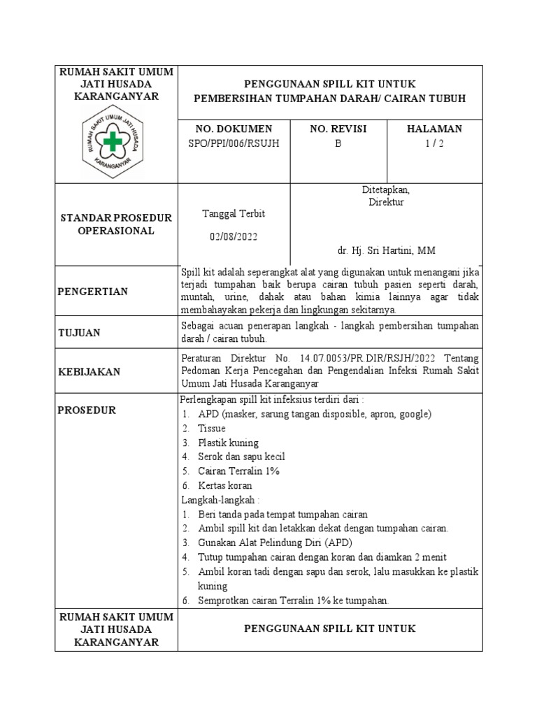 Spo Spill Kit Spo - Ppi.06 | PDF | Pengembangan Diri | Kesehatan Holistik