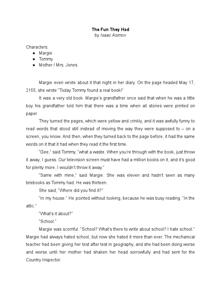 Nostalgia in "The Fun They Had" | PDF