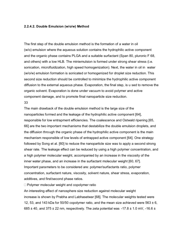 Double Emulsion Wow Method | PDF