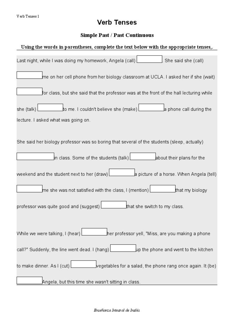 Verb Tense Exercise - 1 | PDF