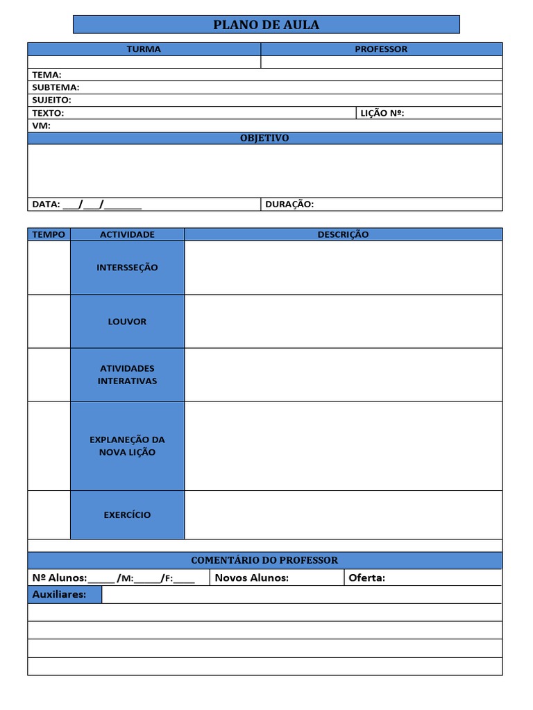Plano de Aula Ebd 1 | PDF