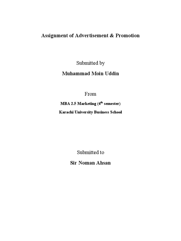 Assignment of Advertisement and Promotion | PDF | Online Advertising ...