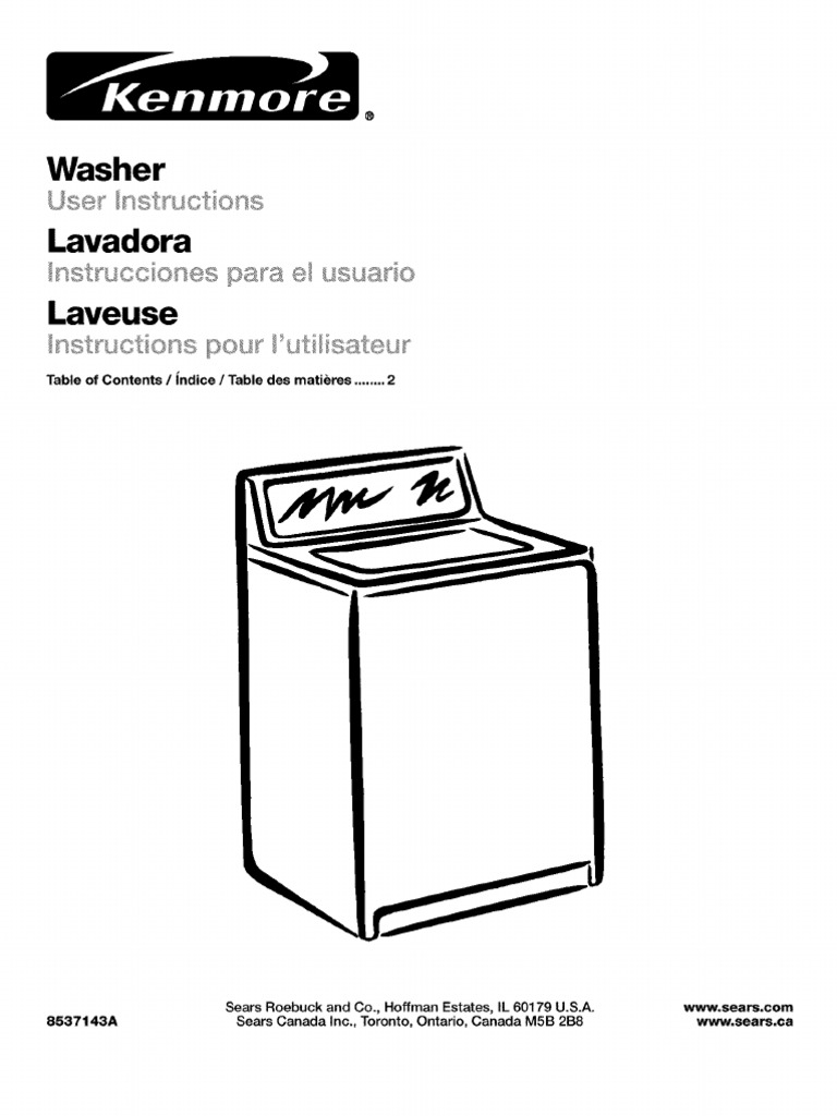 Sears Kenmore Washer Manual PDF | Washing Machine | Nature